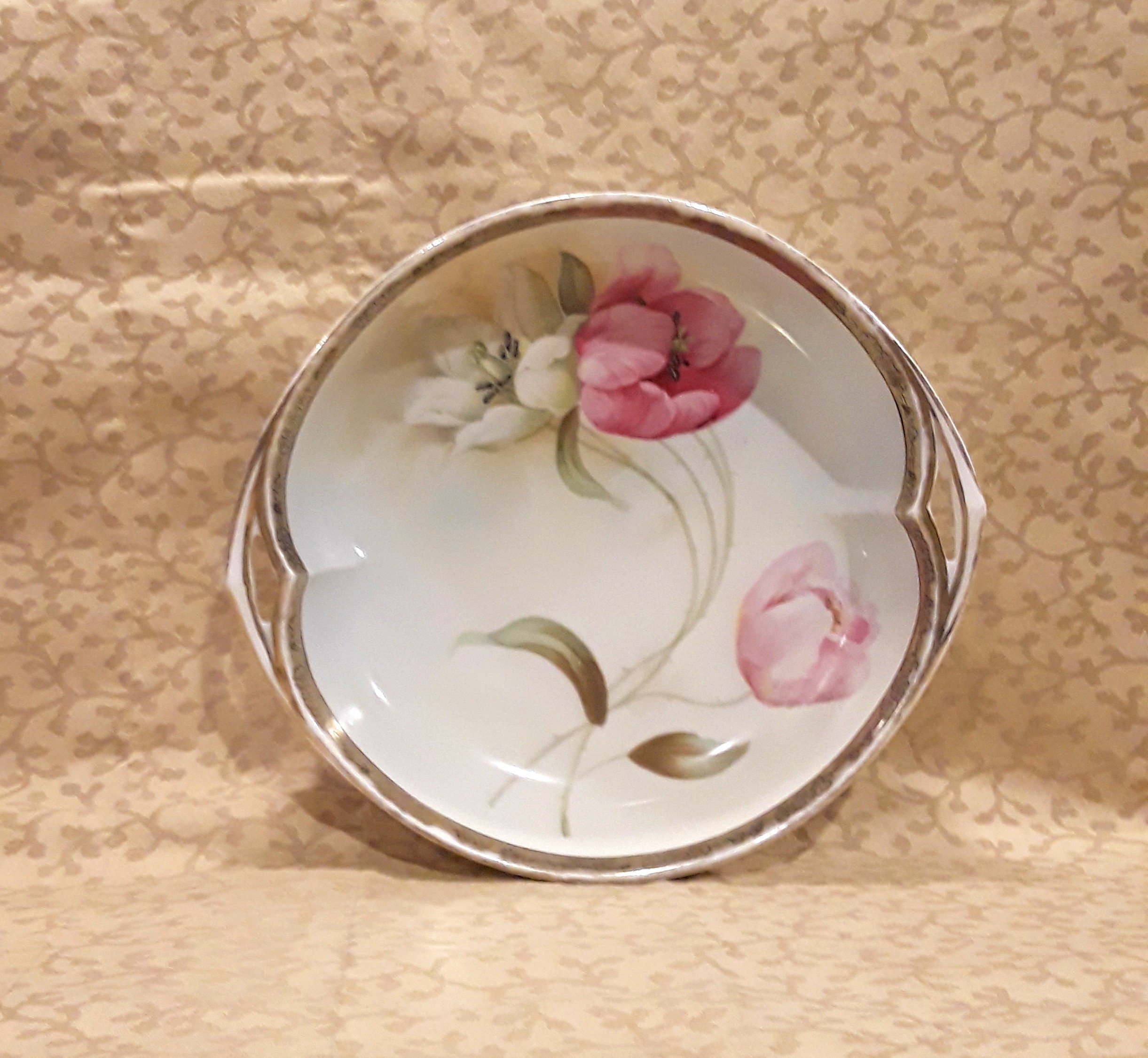 Antique Prov Saxe ES Germany Porcelain Bowl Tulips Victorian Shabby ...
