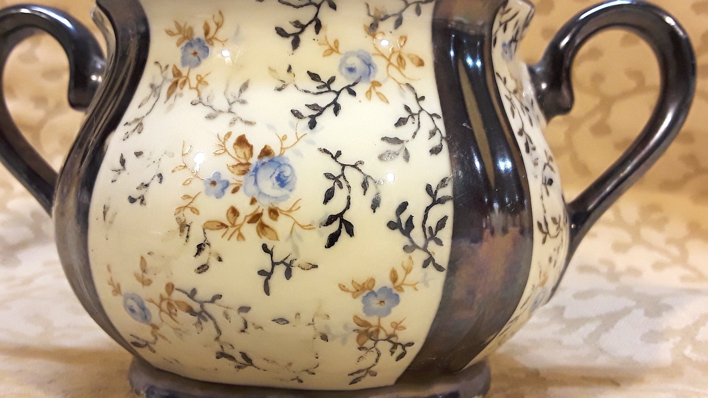 Antique Winterling Silver Overlay Porcelain Sugar Bowl Stolzenfels ...