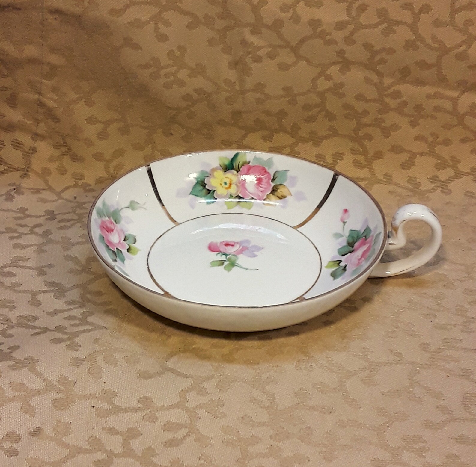Antique Nippon Nappy Hand Painted Pink Roses Yellow Flowers Shabby ...