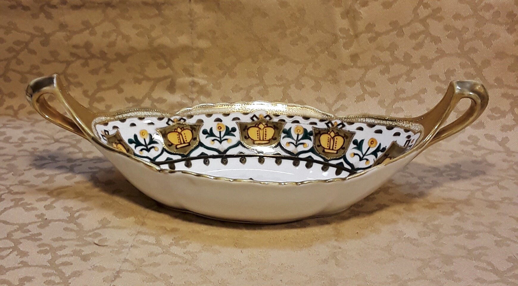 Antique RC Nippon Relish Dish Hand Painted Crowns Porcelain Shabby ...