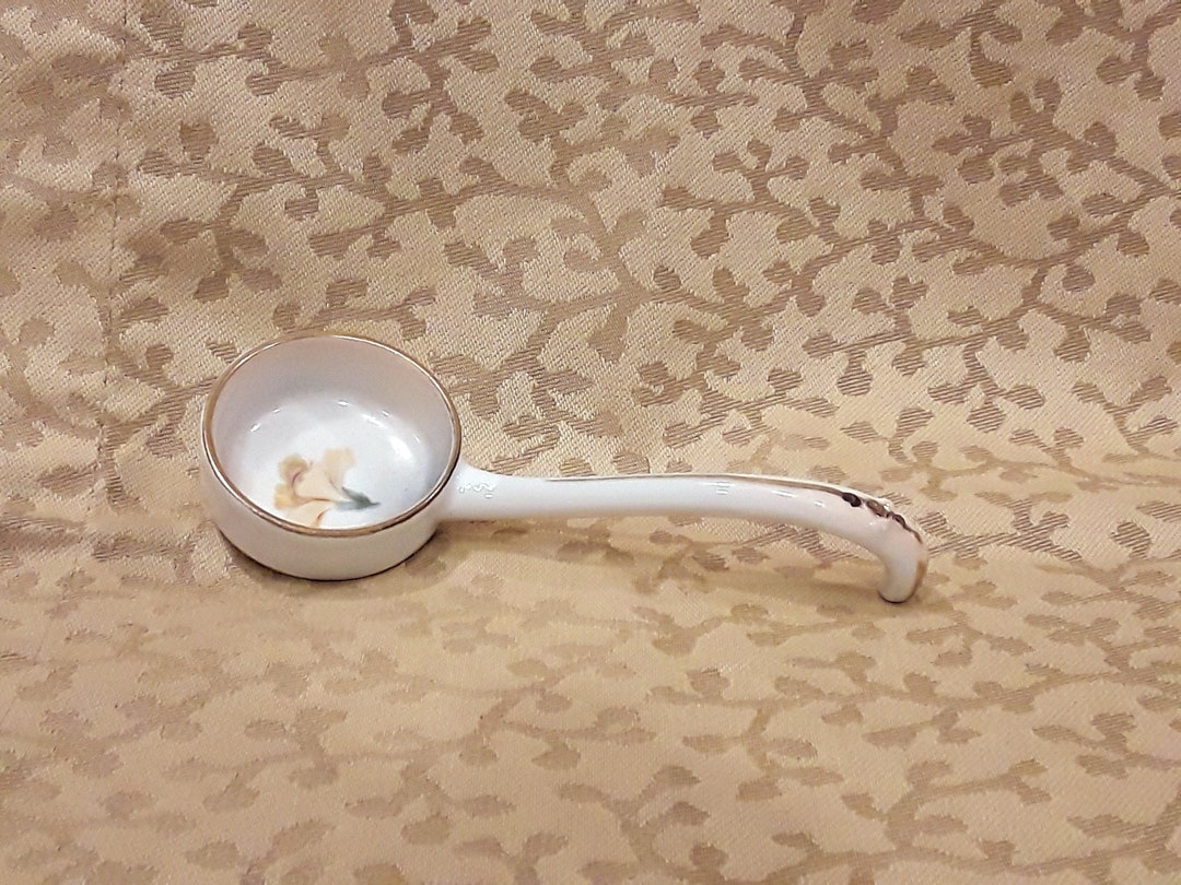 Antique Nippon Ladle Hand Painted Porcelain Floral Yellow Flower Gold ...