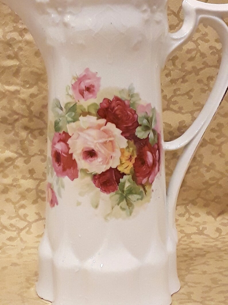 Antique Victorian Chocolate Pot German Porcelain Pink Roses | Etsy
