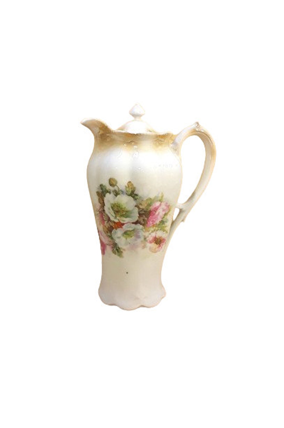 Antique Victorian Chocolate Pot German Porcelain Pink Roses Shabby ...