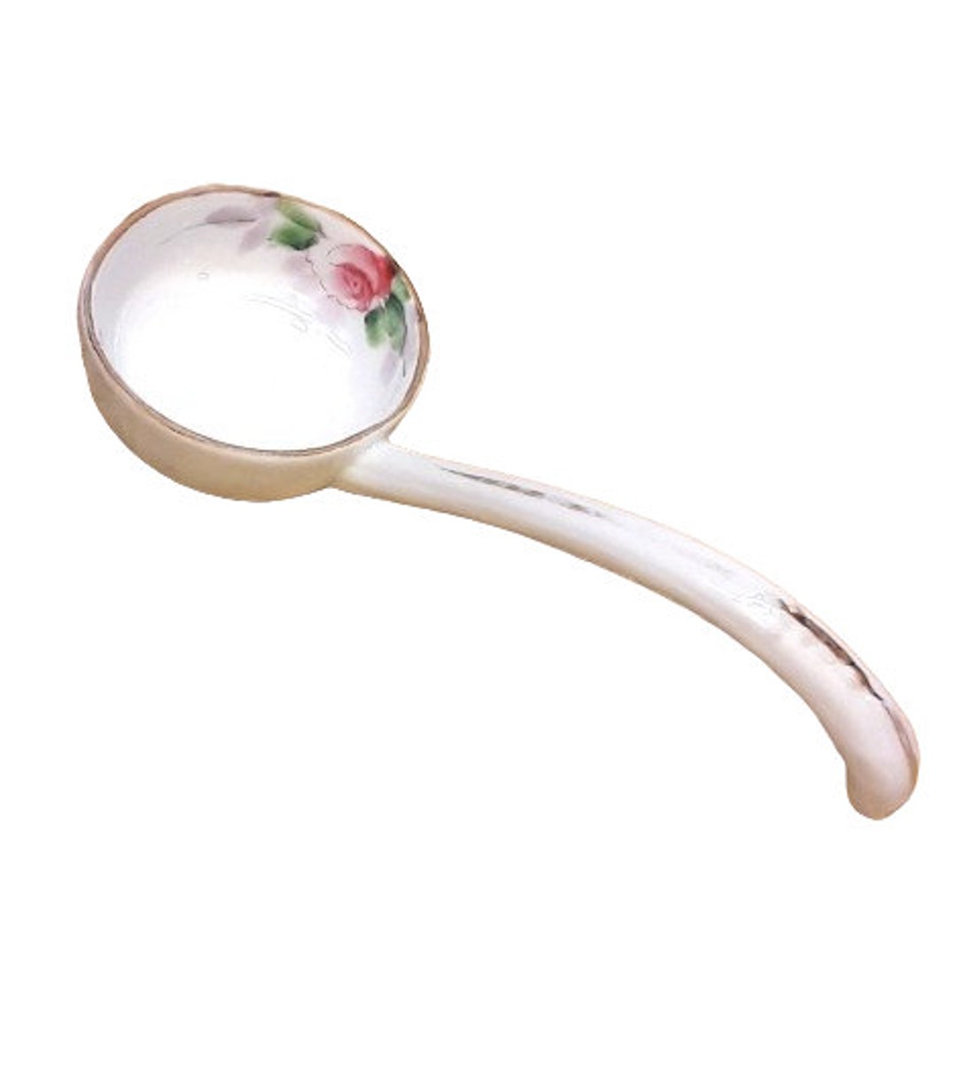 Antique Nippon Ladle Hand Painted Porcelain Pink Rose Gold Trim Shabby ...