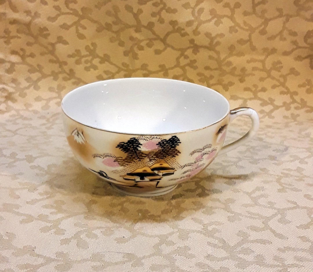 Antique Hayasi Kutani Tea Cup Geisha Lithophane Base Hand Painted Japan ...