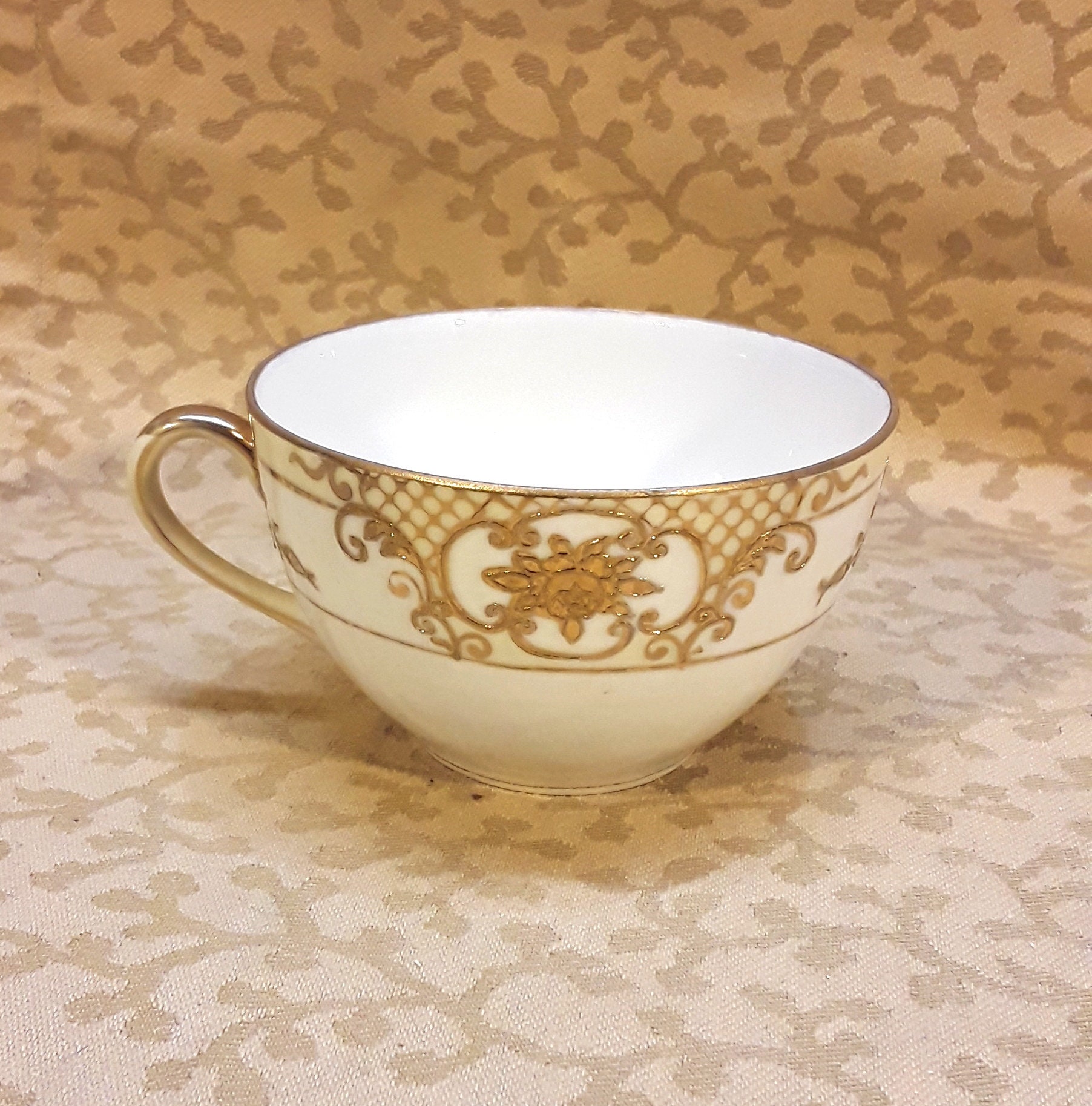 Antique Noritake Tea Cup Gold Encrustation Roses Floral and Lattice ...