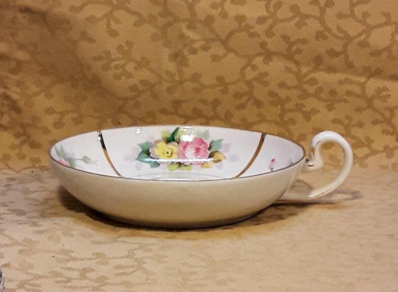 Antique Nippon Nappy Hand Painted Pink Roses Yellow Flowers Shabby ...