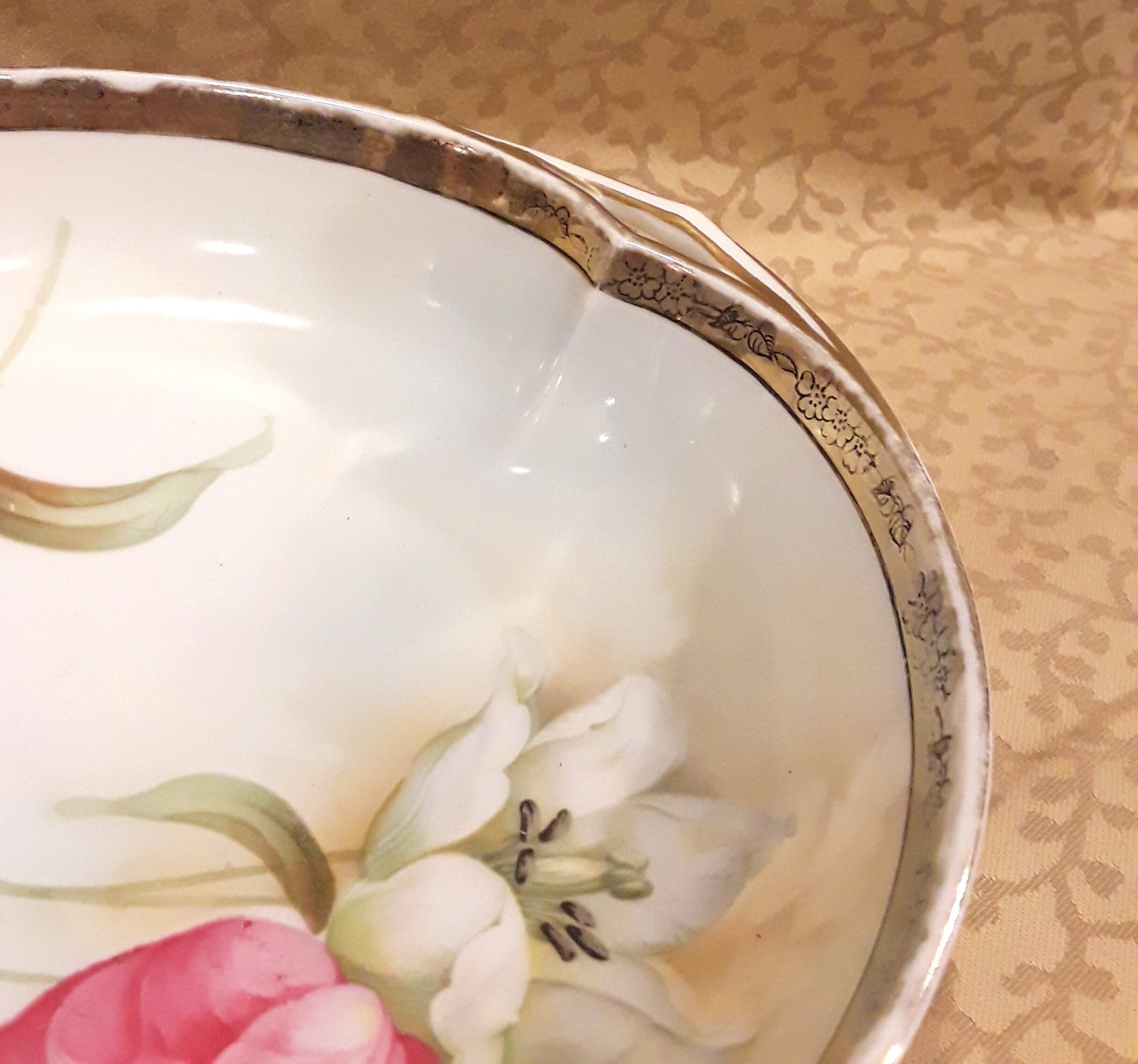 Antique Prov Saxe ES Germany Porcelain Bowl Tulips Victorian Shabby ...