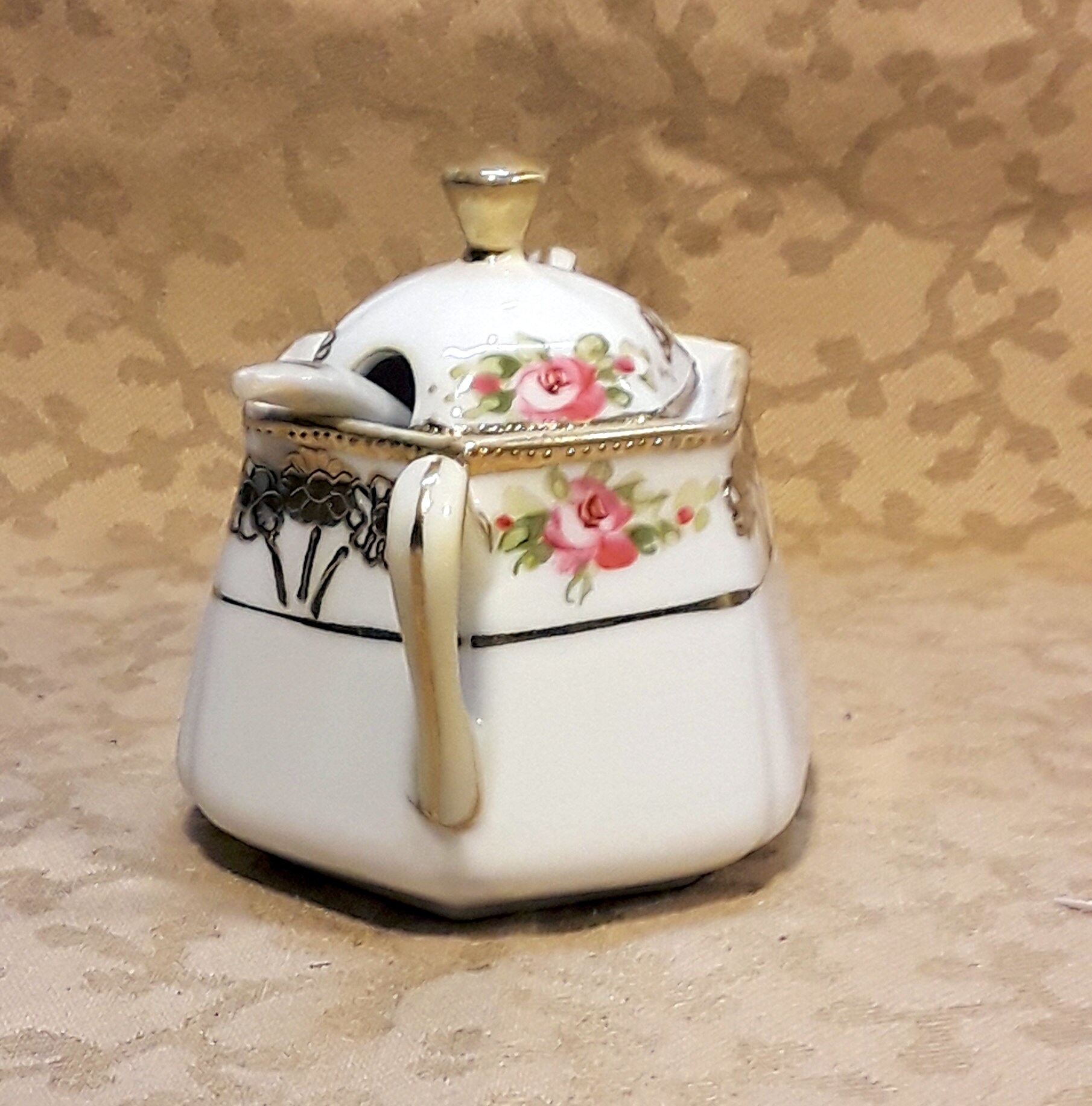 Antique Nippon Condiment Set on Tray Mustard Pot Hand Painted - Etsy