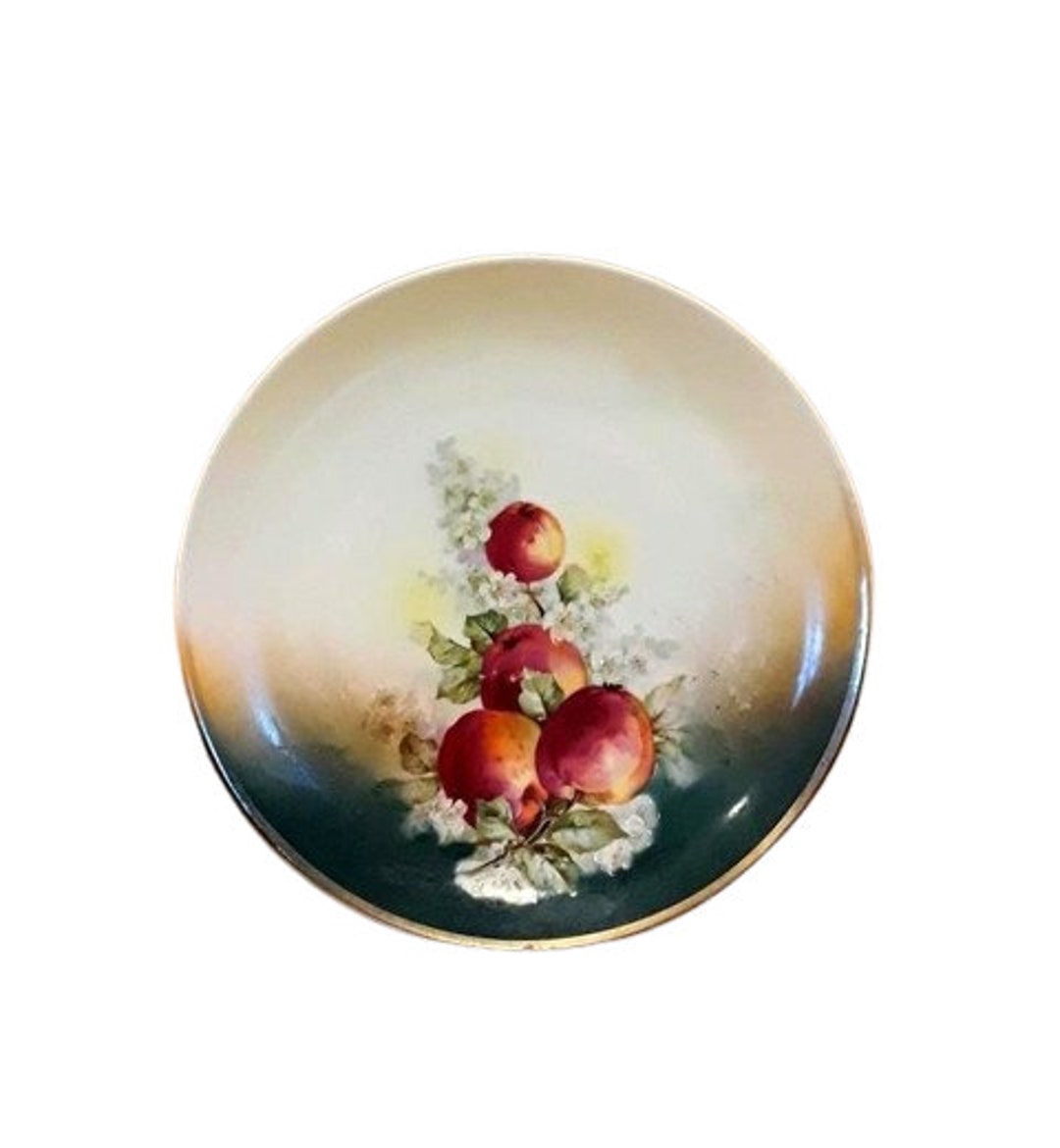 Antique Three Crown China Fruit Plate Porcelain Red Apples French ...