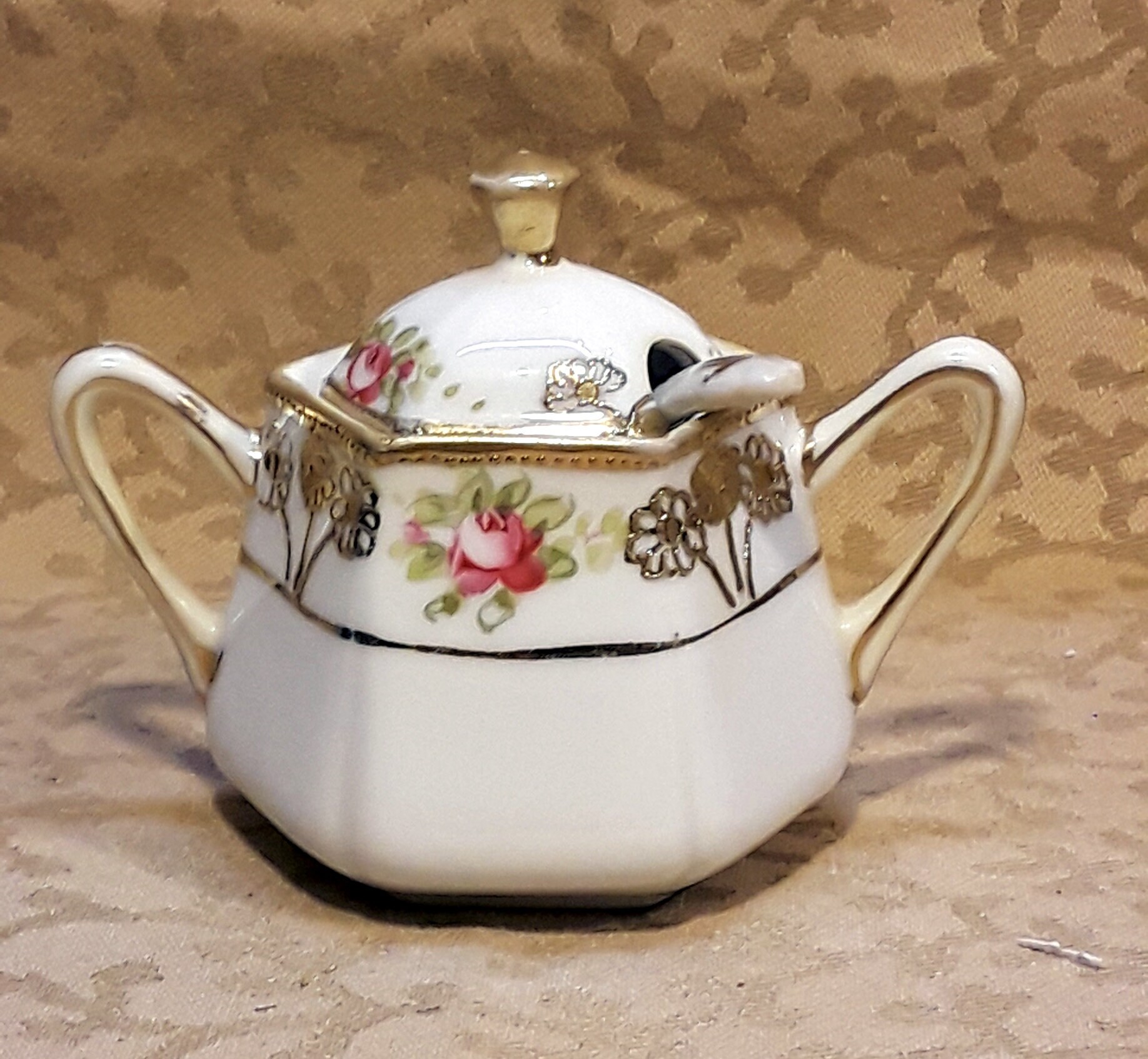 Antique Nippon Condiment Set on Tray Mustard Pot Hand Painted | Etsy