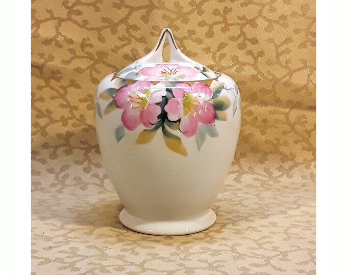 Vintage Noritake Azalea Pattern Jam Jelly Jar & Lid Hand Painted Red ...