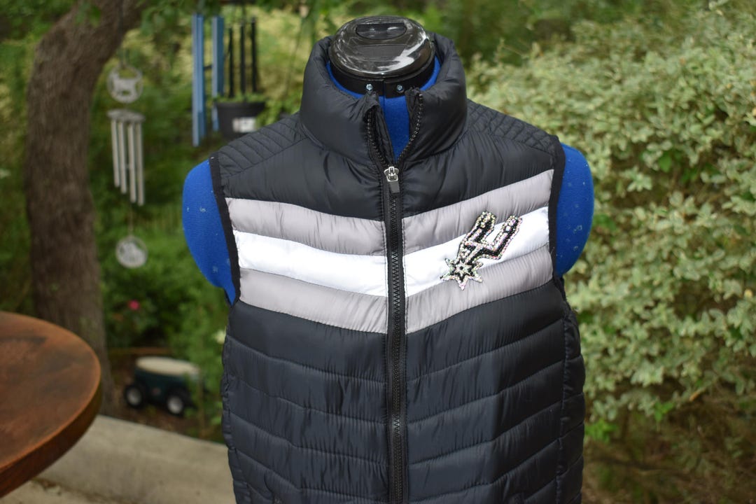 Custom, Upcycled, Puffer Vest, Bling, Spurs, ONE-OF-A-KIND, Game Day - Etsy