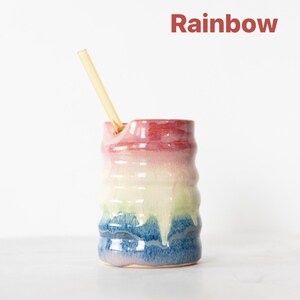 Colourful Straw Tumbler: Colorful Iced Coffee Cup, Handmade Ceramic ...