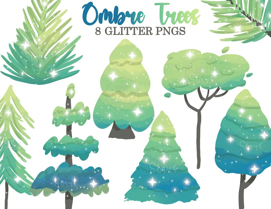 Watercolor Tree Clipart, Ombre Tree PNG, Watercolor Tree Overlays ...