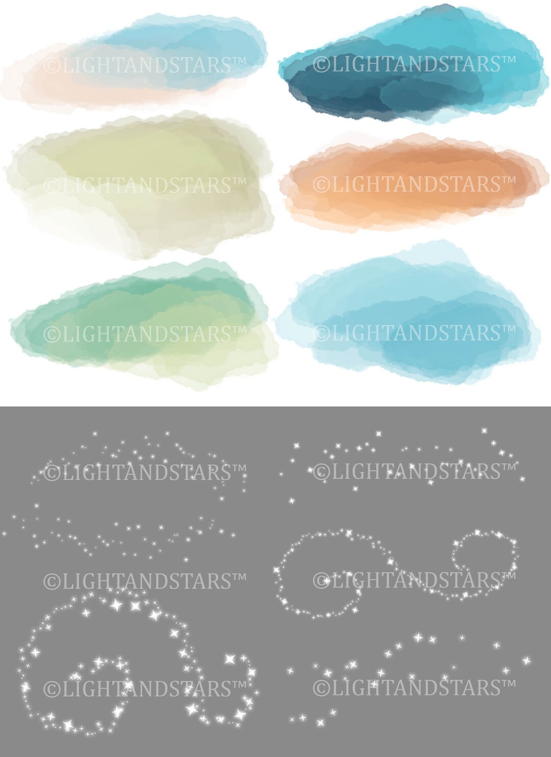 Ocean Watercolor Clipart Watercolor PNG Nautical Overlays - Etsy