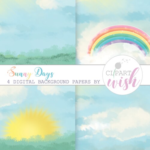 Sparkling Sky Digital Paper Magical Sky Backgrounds Clouds & - Etsy