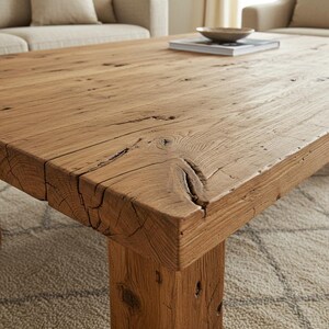 Rustic Reclaimed Wood Coffee Table With Shelf, Handmade Chestnut Wood ...