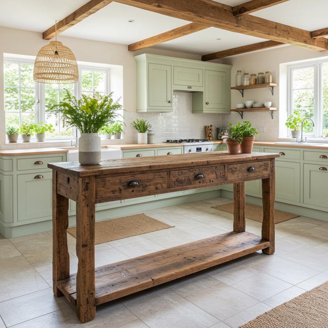 Reclaimed Wood Kitchen Island, Rustic Wood Kitchen Island With Drawers ...
