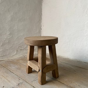 Handcrafted Rustic Barnwood Stool With Reclaimed Wood, Small Rustic ...
