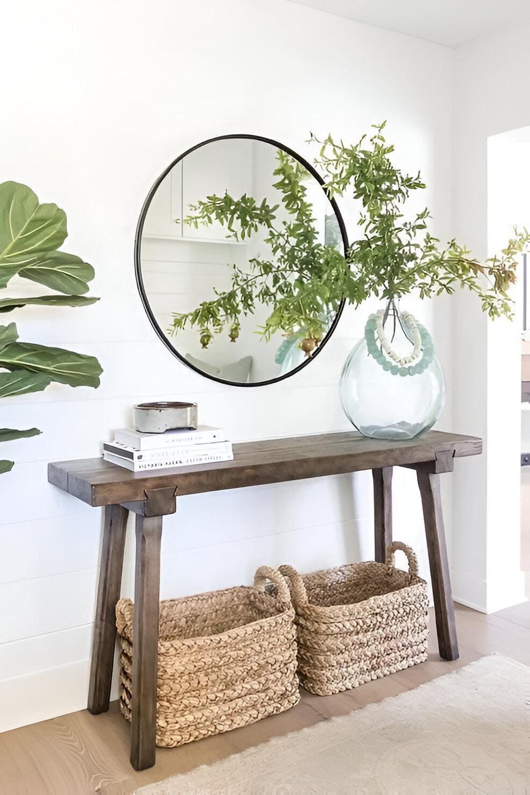 Console sofa entrway Table Rustic Custom Reclaimed Wood wooden solid live Edge slab Luxury End side foyer entry kitchen coffee sehpa Table Etsy UK