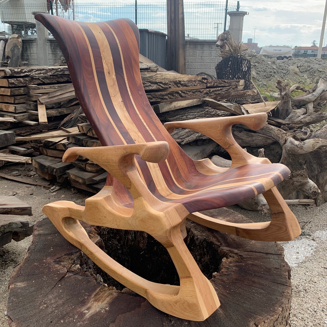 Rocking/folding Chair Wood/wooden Vintage Handmade/handcrafted - Etsy