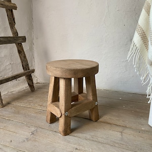 Handcrafted Rustic Barnwood Stool With Reclaimed Wood, Small Rustic ...