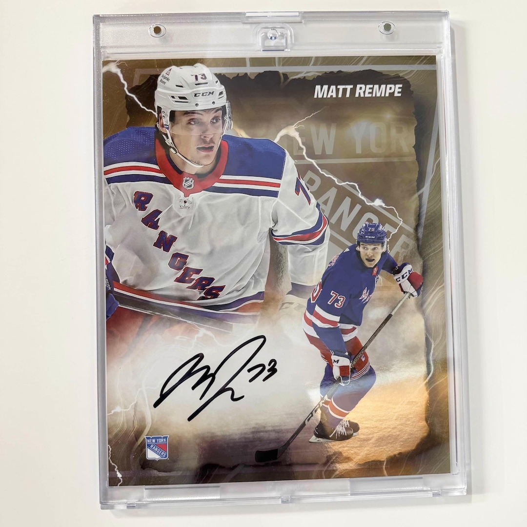 Autographed/signed 2024 Under Wraps Emanate Matt Rempe New York Rangers Gold /50 8x10 Hockey ...