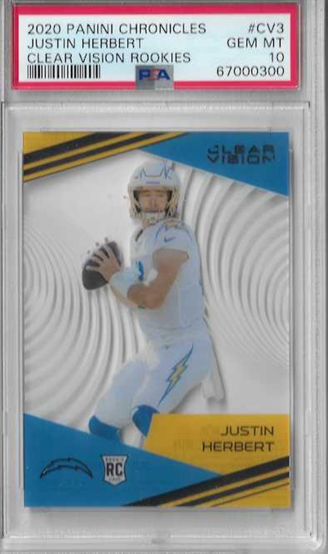 Graded 2020 Panini Chronicles Clear Vision Justin Herbert #CV3 Rookie ...