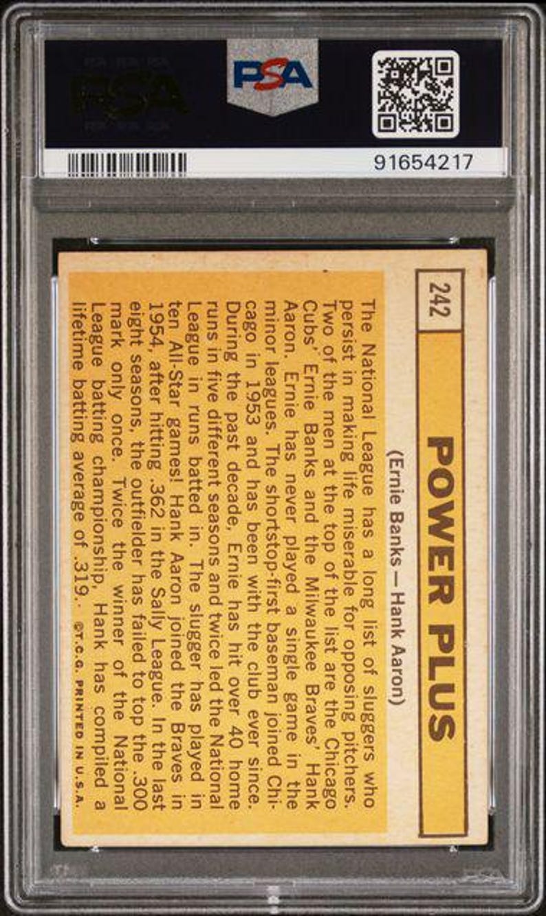 Graded 1963 Topps Power Plus Ernie Banks Hank Aaron #242 Baseball Card ...