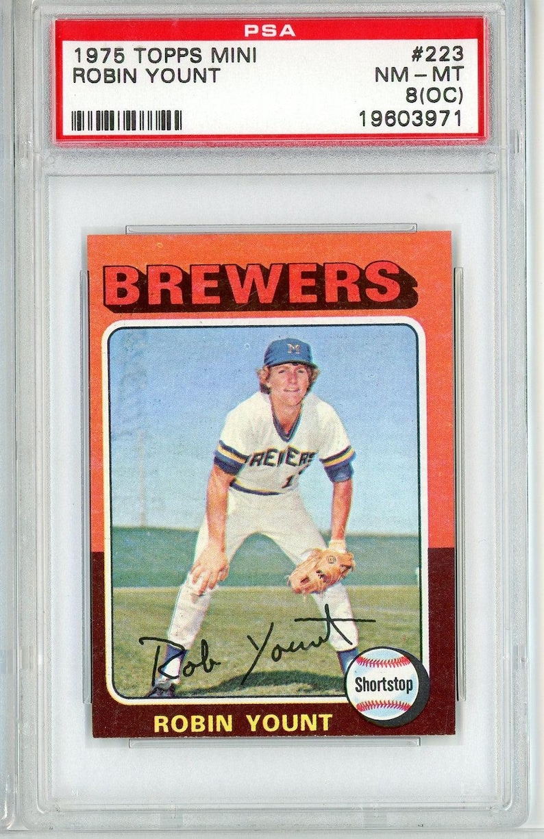 Graded 1975 Topps Mini Robin Yount #223 Rookie RC Baseball Card PSA 8 ...