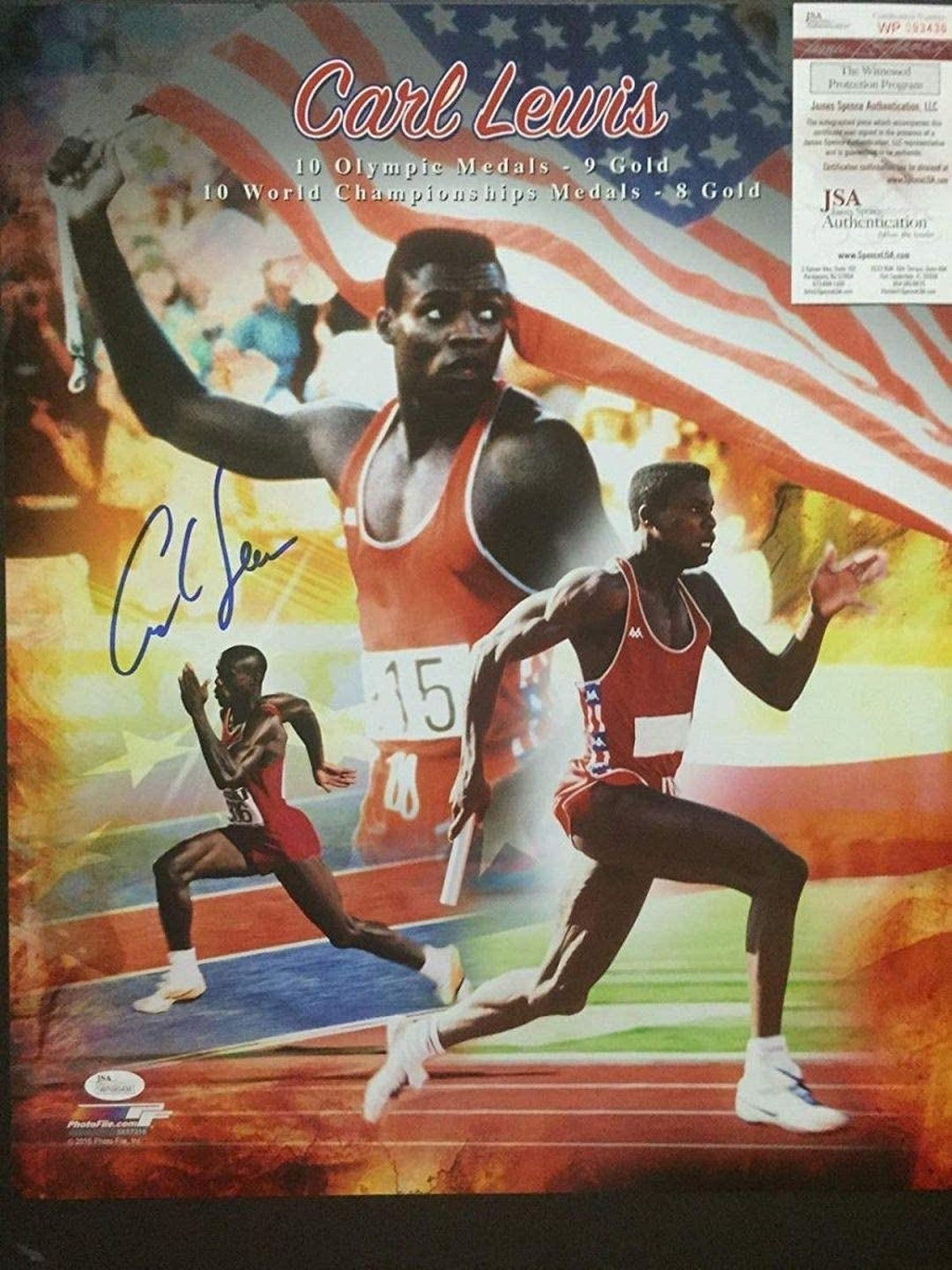 Autographed/signed Carl Lewis Track USA Olympics 9x Gold Medalist 16x20 ...