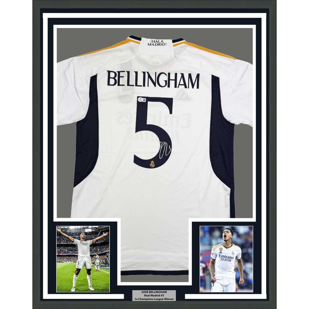 Framed Autographed/signed Jude Bellingham 35x39 Real Madrid White ...