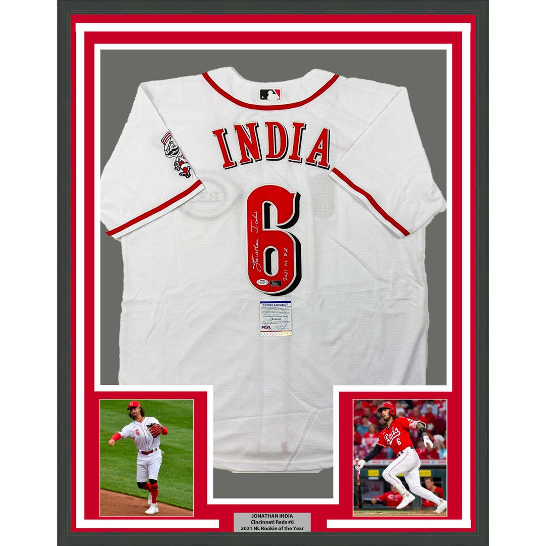 Framed Autographed/signed Jonathan India 35x39 2021 NL ROY Cincinnati ...