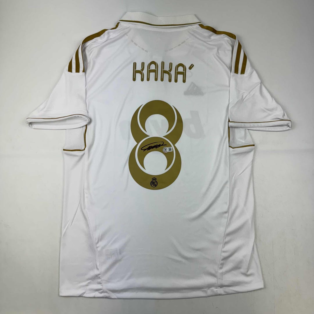 Autographed/signed Ricardo Kaka Real Madrid White/gold Retro Soccer ...