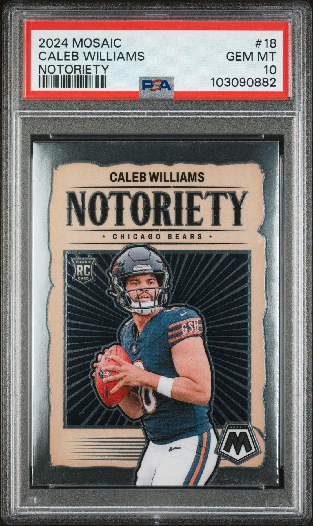 Graded 2024 Panini Mosaic Caleb Williams #18 Notoriety Rookie RC ...