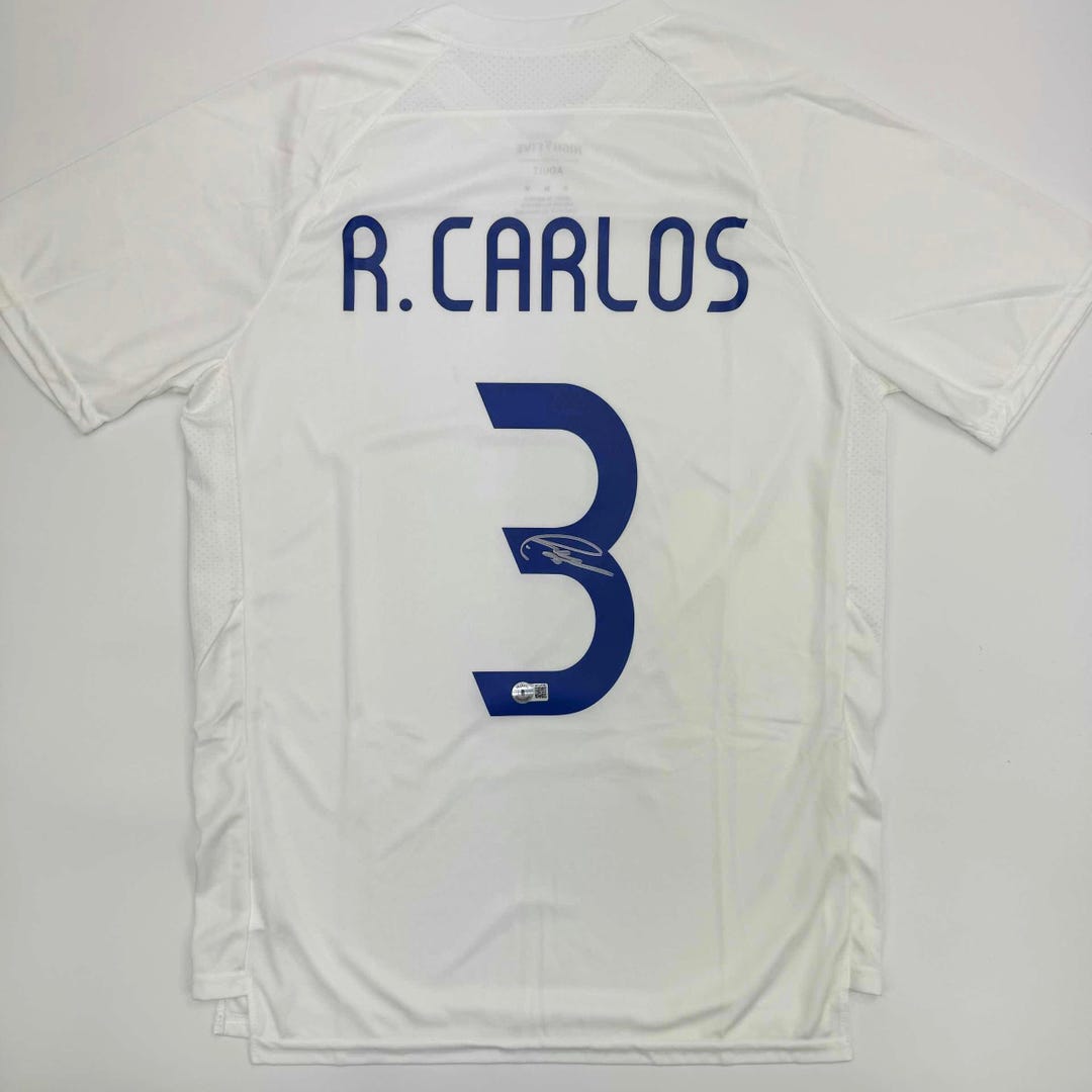 Autographed/signed Roberto Carlos Real Madrid White Soccer Jersey ...