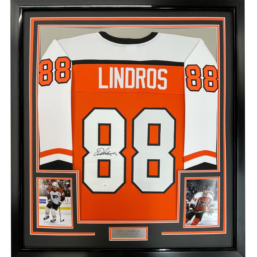 Framed Autographed/signed Eric Lindros 35x39 Philadelphia Orange Hockey ...