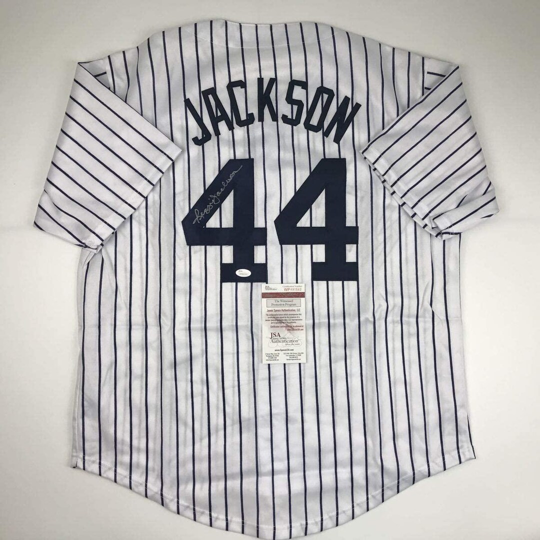 Autographed/signed Reggie Jackson New York NY Pinstripe Baseball Jersey ...
