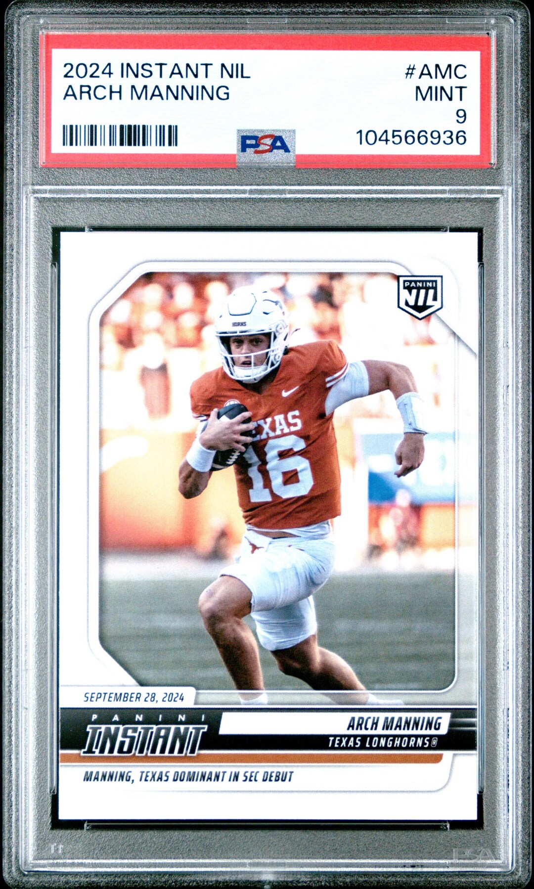 Graded 2024 Panini Instant NIL Arch Manning #TEX Rookie RC Football ...