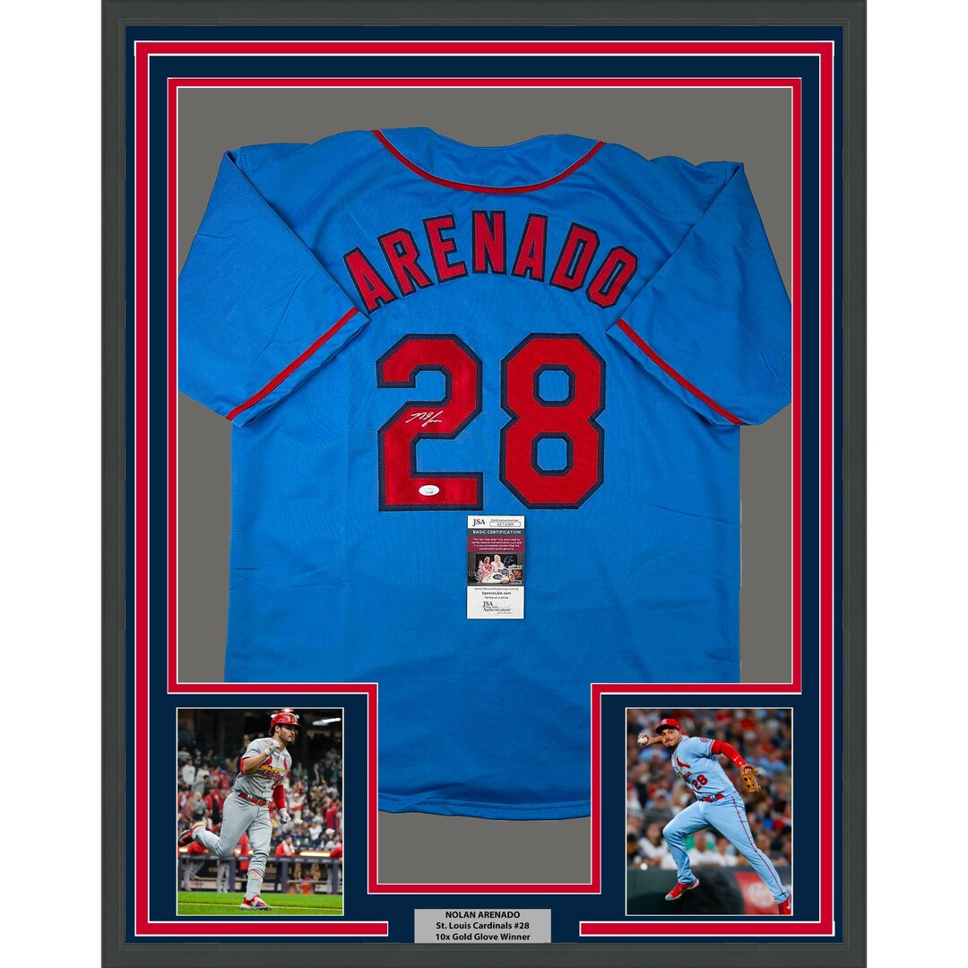 Framed Autographed/signed Nolan Arenado 33x42 St. Louis Blue Baseball ...