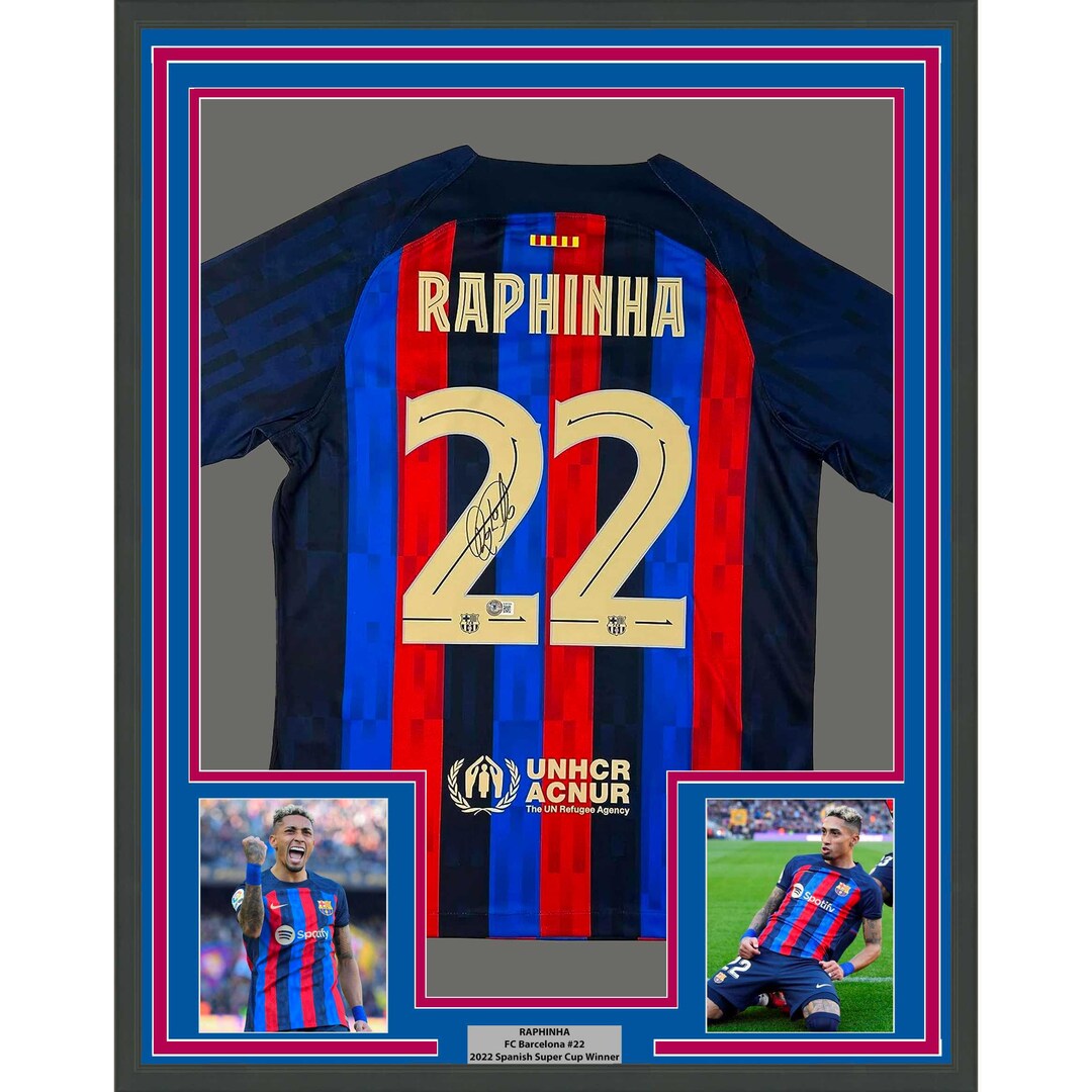 Framed Autographed/signed Raphinha Raphael Belloli 35x39 FC Barcelona ...