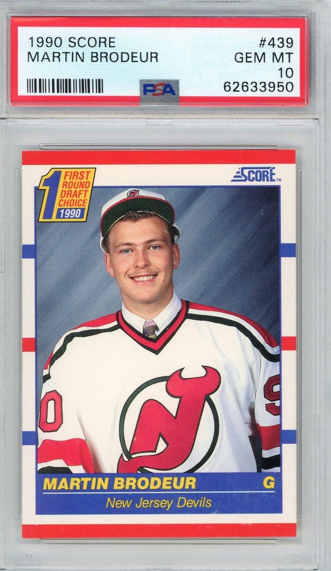 Graded 1990 Score Martin Brodeur #439 Rookie RC Hockey Card PSA 10 Gem ...