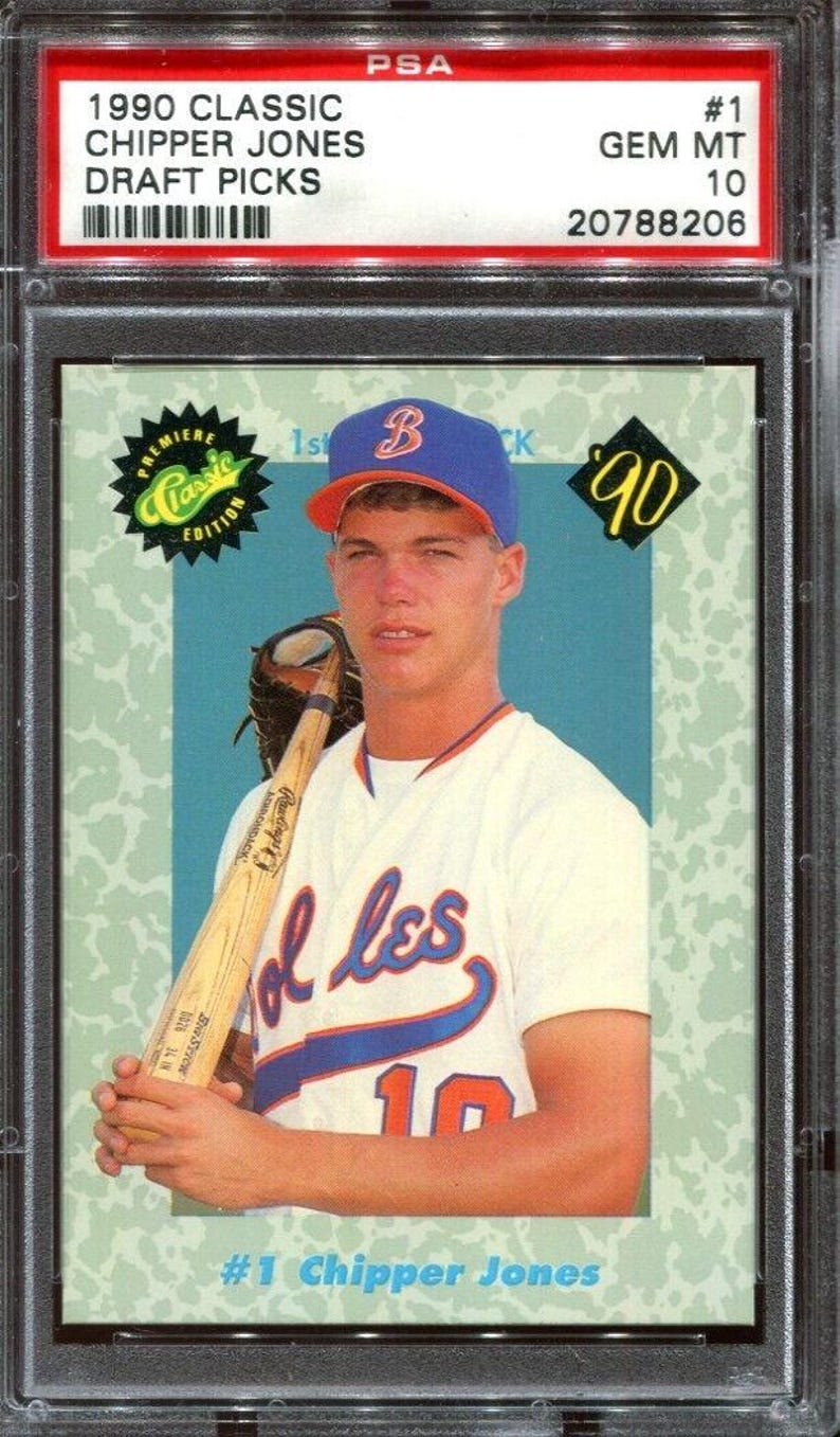 Graded 1990 Classic Chipper Jones #1 Draft Picks Rookie RC Baseball ...