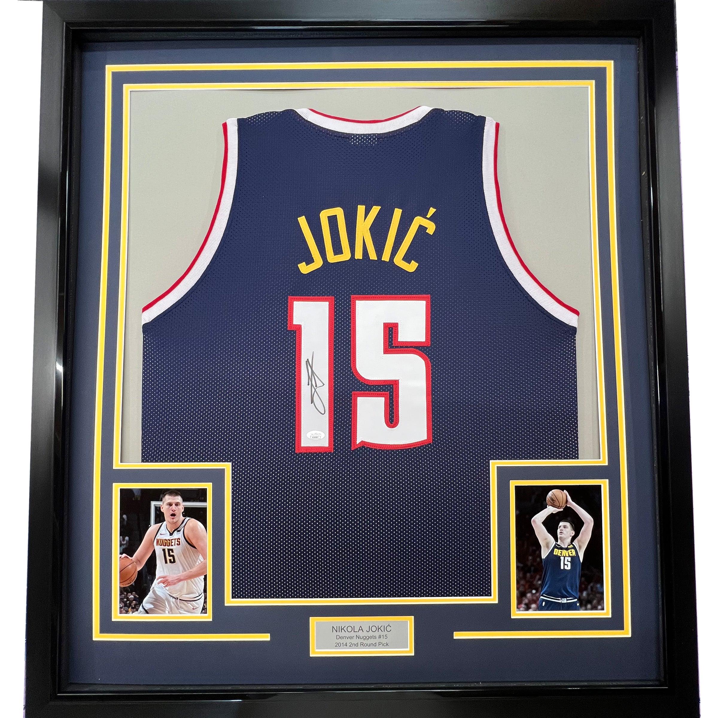 Framed Autographed/signed Nikola Jokic 35x39 Denver Dark Blue ...