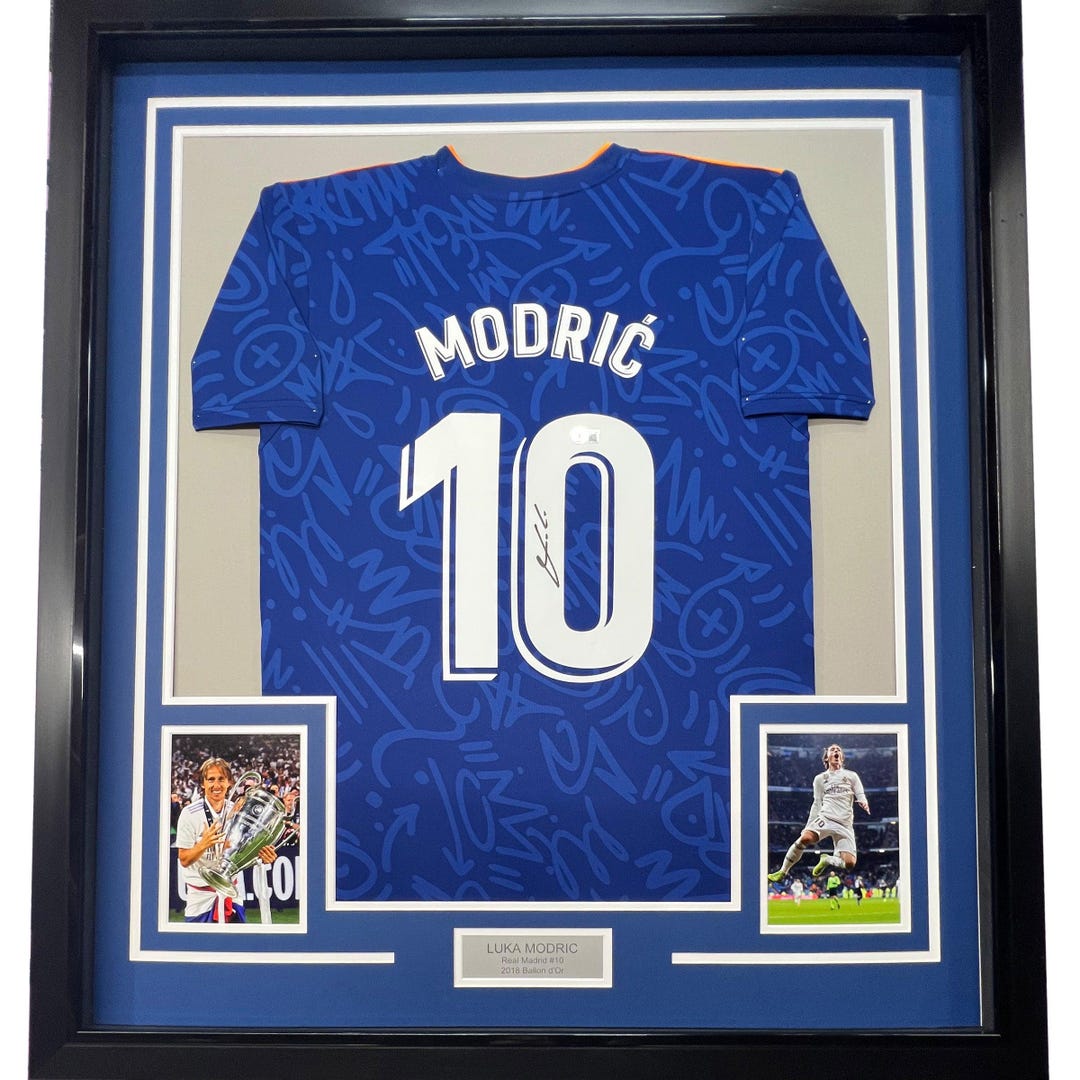 Framed Autographed/signed Luka Modric 35x39 Real Madrid Blue Soccer ...