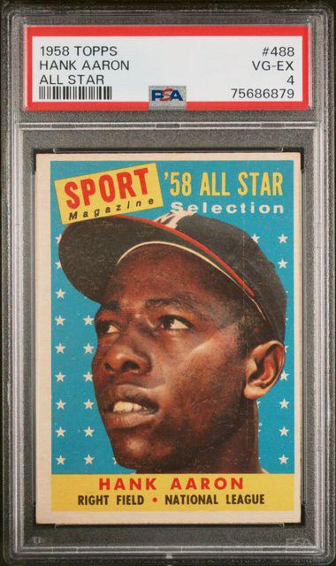 Graded 1958 Topps All Star Hank Aaron #488 Baseball Card PSA 4 VG-EX - Etsy