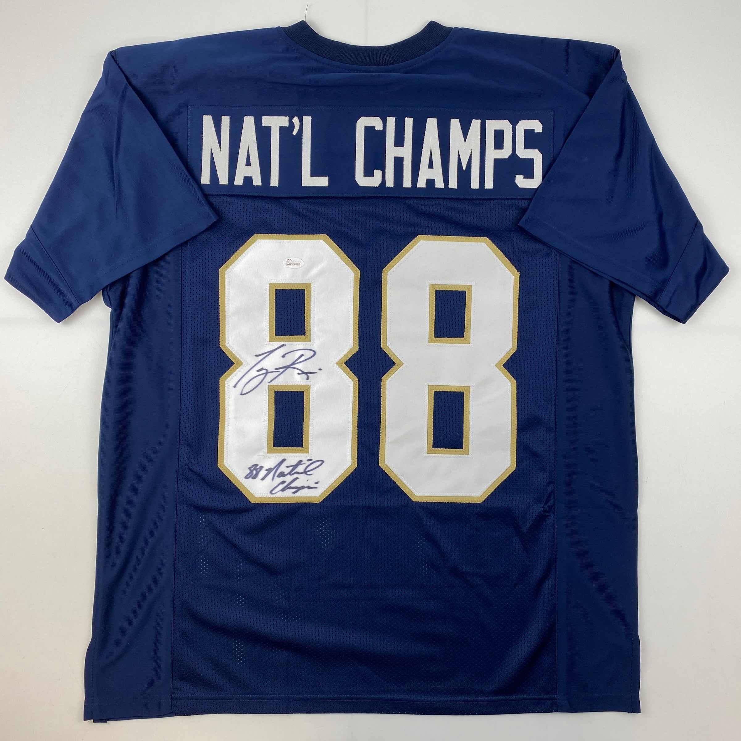 Autographed/signed Tony Rice 1988 National Champions Notre Dame Blue ...