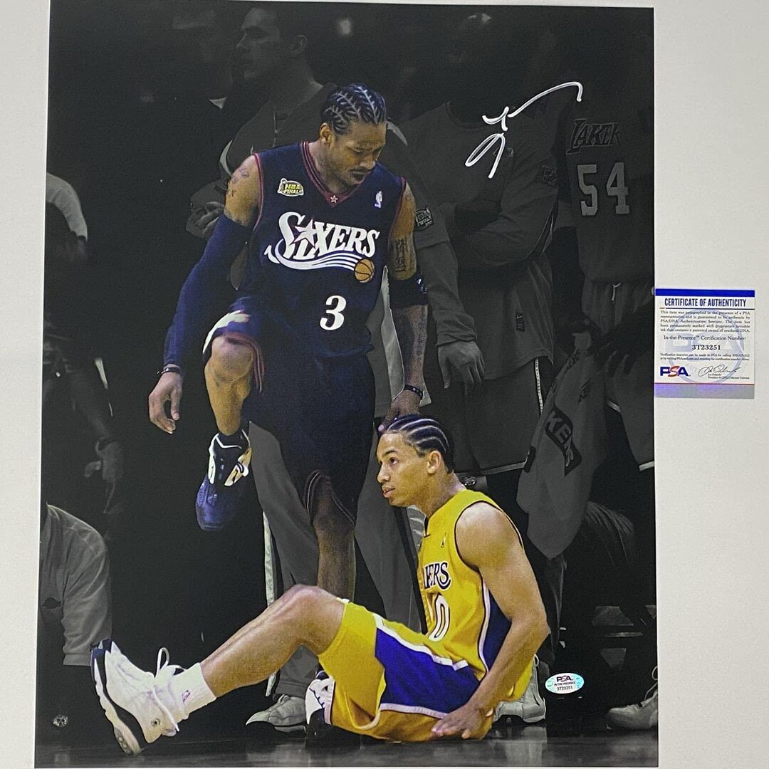 Autographed/signed Allen Iverson Tyronn Lou Step-over 16x20 Photo PSA ...
