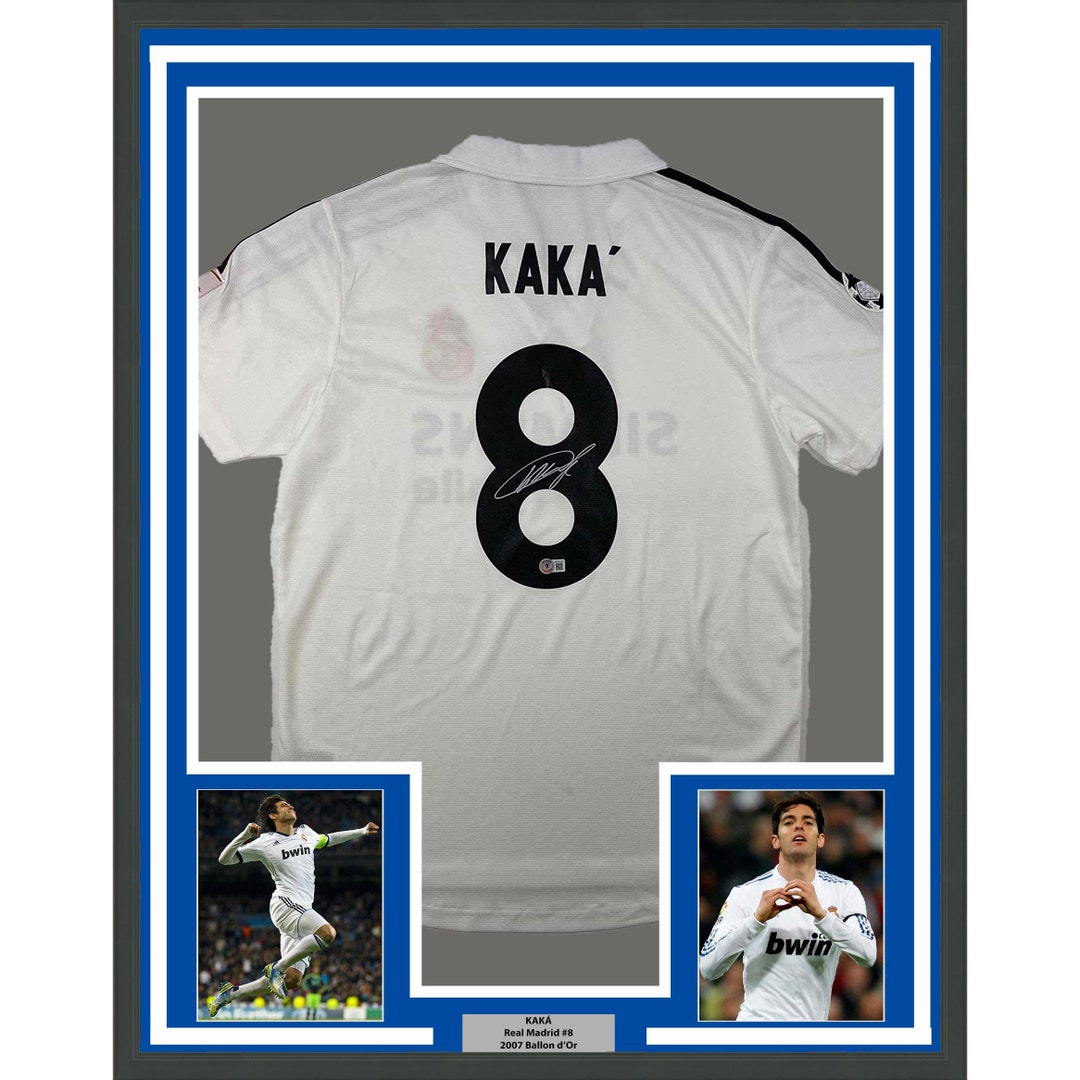 Framed Autographed/signed Ricardo Kaka 35x39 Real Madrid White Soccer ...